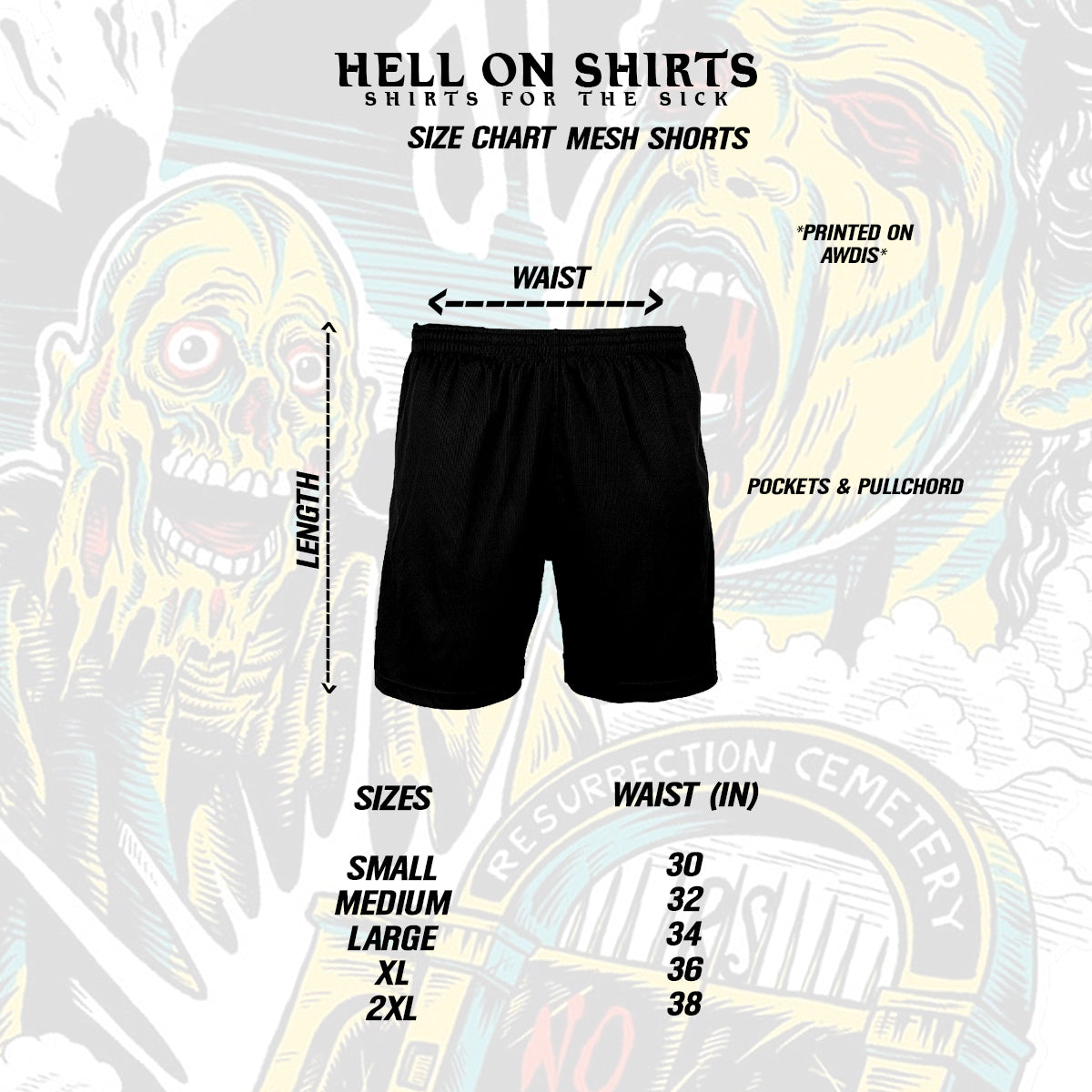 RE-ANIMATOR "TALKING HEAD" MESH SHORTS – HELL ON SHIRTS